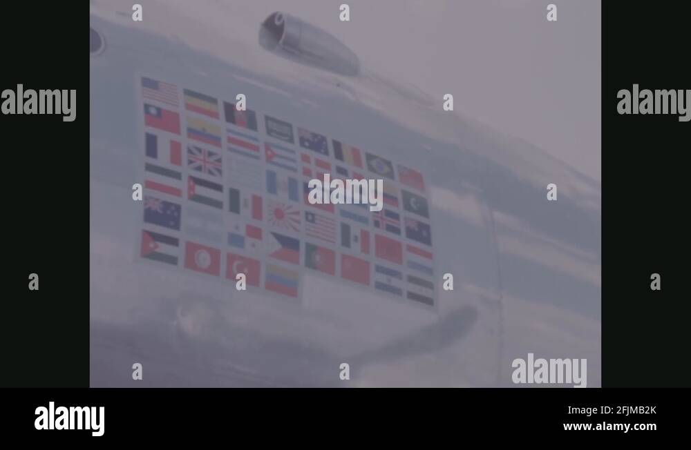Flags of various countries on the airplane - 1945 Stock Video Footage ...