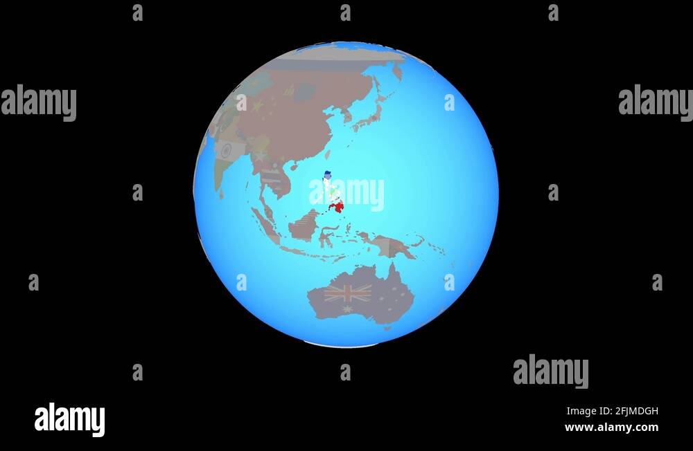 Zoom to Philippines with flag on map Stock Video Footage - Alamy