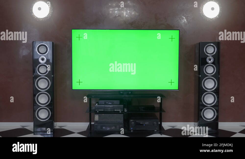 Home theater and green screen to insert video into the television ...