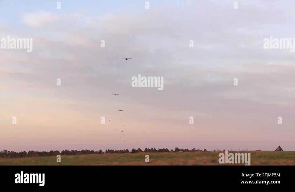 Paratroopers perform static-line jump at Holland drop zone as part of ...