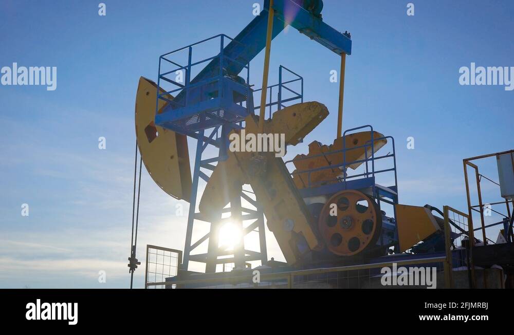 Extraction of oil and gas from the bowels of the earth. Oil rig pumps ...
