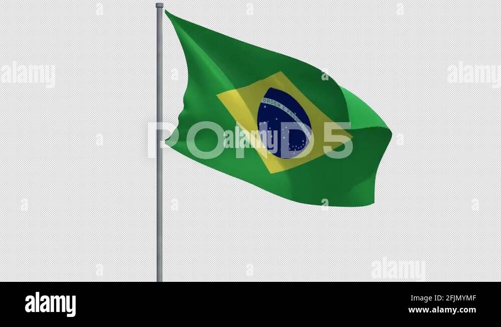 Flag of Brazil waving in the wind. In 4k, loopable and with alpha ...