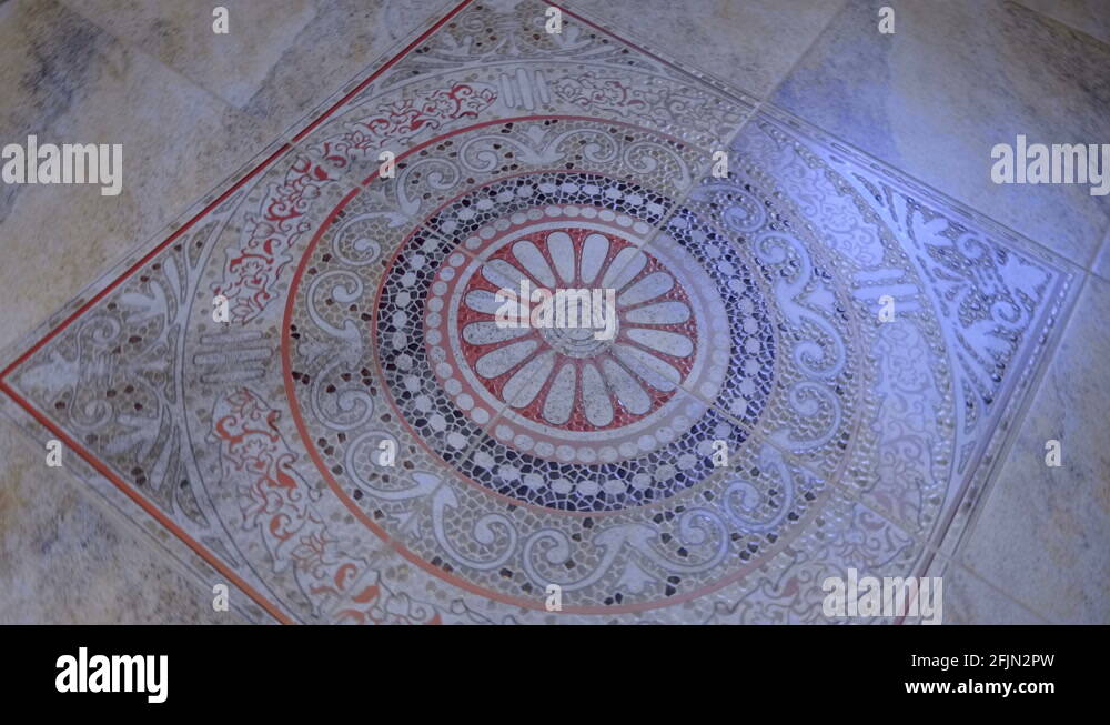 Beautiful ceramic floor tiles with an interesting pattern on the Arabic ...