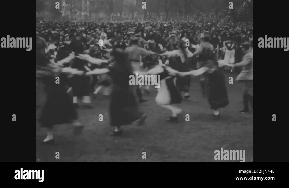 Civilian dance with soldiers during celebration - 1918-1919 Stock Video ...