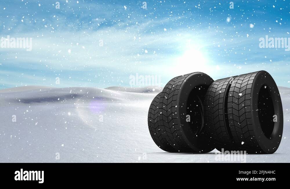 Animated Wheels outside against digital animated snow background Stock ...