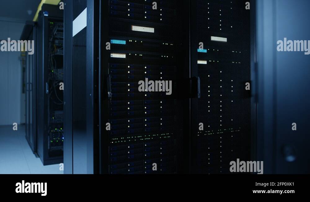 Modern Data Center With Multiple Rows of Fully Operational Server Racks ...