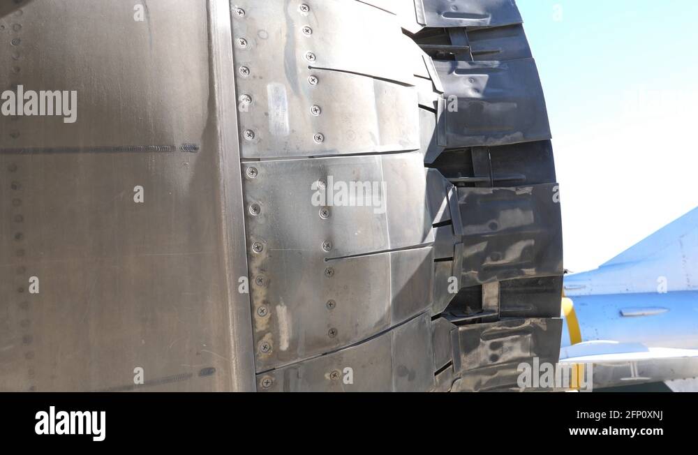 Pan from jet engine cowling to warning BEWARE of BLAST. F 14 Fighter ...