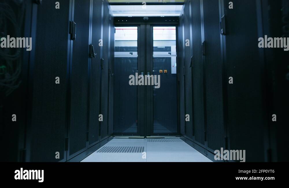 Data Center With Between Two Rows of Fully Operational Server Racks ...