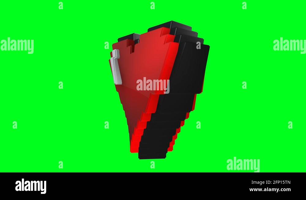 Twisting pixel heart isolated with green screen. Retro arcade video ...