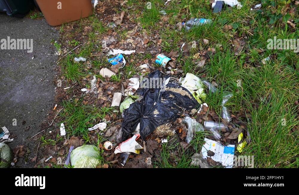Dirty nappies and Waste after being fly tipped, rubbish dumping ...