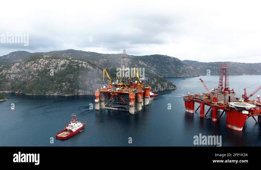 Offshore oil rig in layup next to another platform Stock Video Footage ...