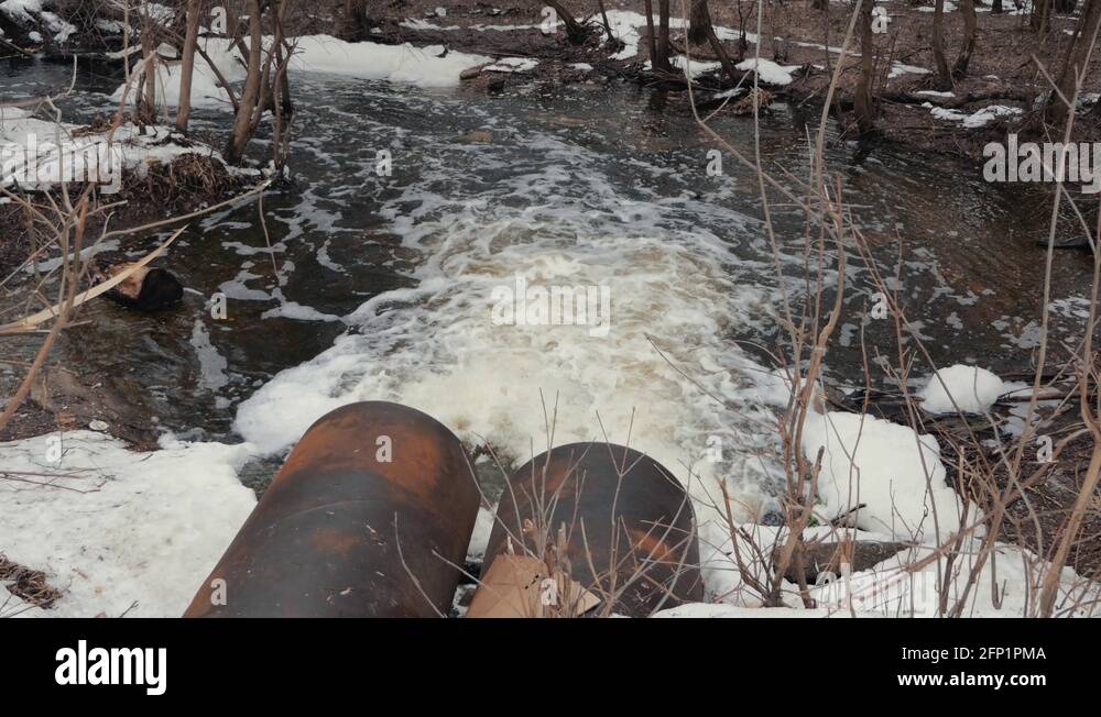 Drain pipes, environmental pollution. Drainage system flood protection ...