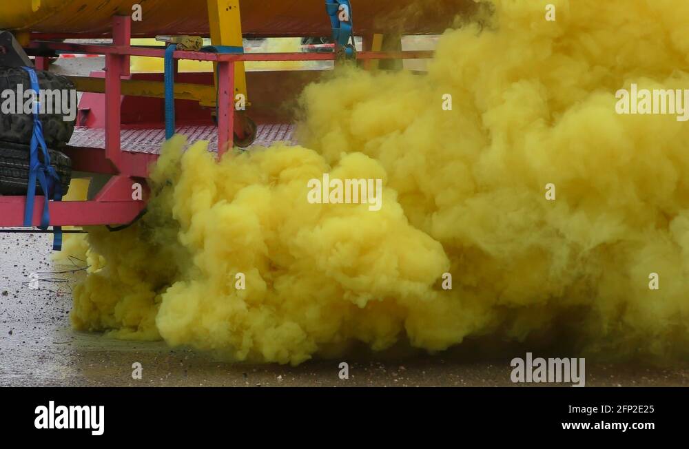 A container with toxic gas exploded and is leaking during a drill Stock ...