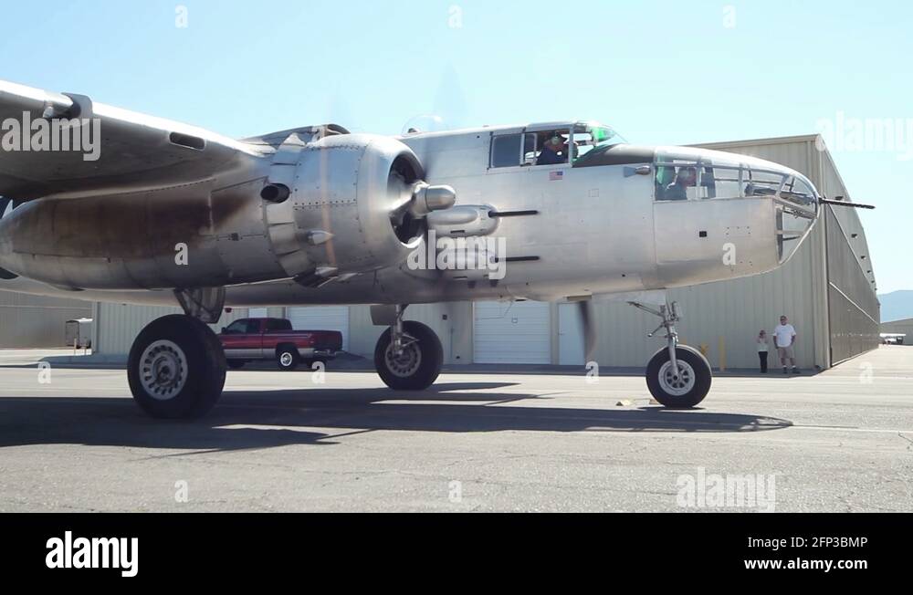 B-25 Mitchell Engine Taxi Stock Video Footage - Alamy