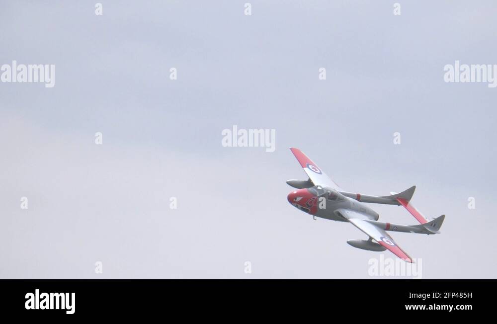 WWII Fighter Jet De Havilland Vampire Flying By Stock Video Footage - Alamy