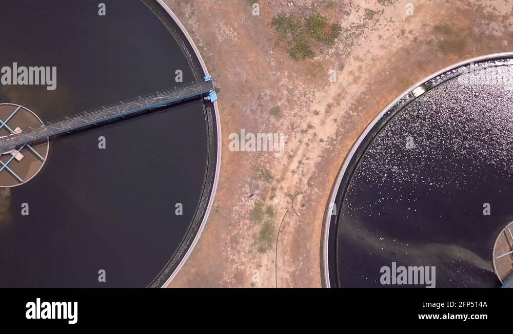 An aerial view of a water treatment works Stock Videos & Footage - HD ...