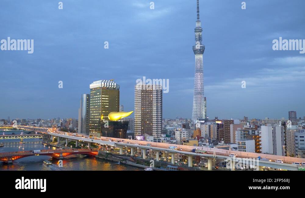 Tokyo Skytree TV tower and city scenery at night. Tokyo Sky Tree is one ...