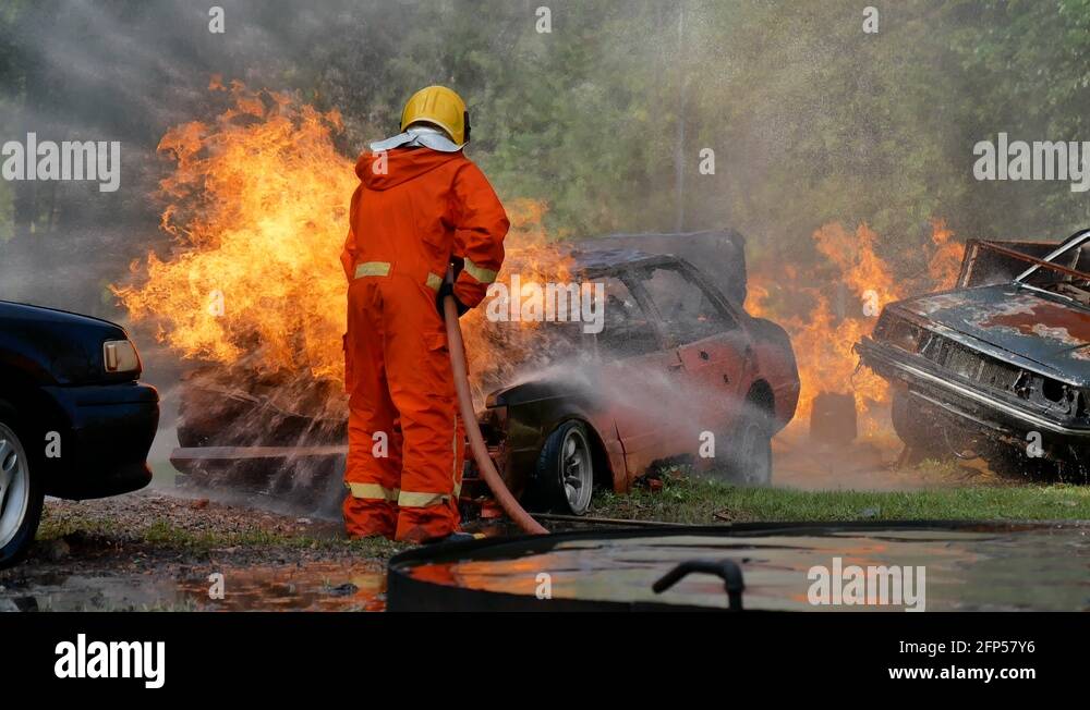 Firefighter safety protect danger from fire flame heat using water ...