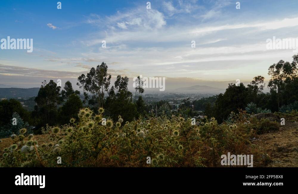 Ethiopia Addis Ababa Entoto hill view sunset time lapse Stock Video ...