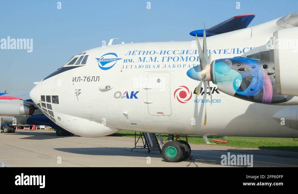 Ilyushin Il-76LL Flying testbed with turboprop engine Stock Video ...
