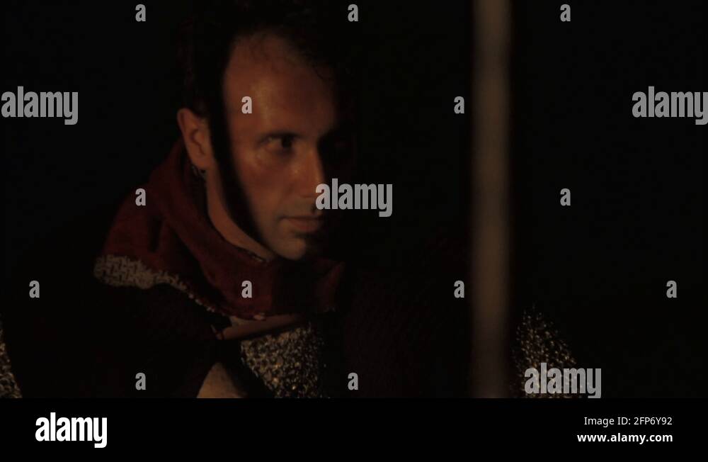 Medieval knight falls asleep in front of a campfire Stock Video Footage ...