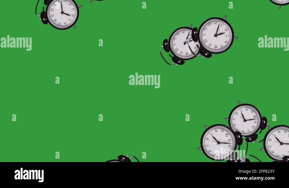 Many alarm clock falling down,green screen background Stock Video ...