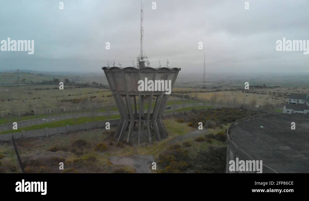 Free standing concrete old water tower and tank. Built 1960 Stock Video ...