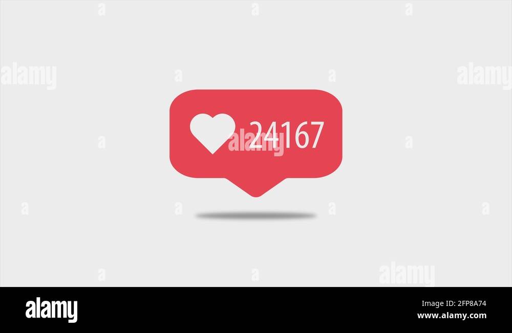 Floating red animation graphic of social media likes adding up to 100k ...