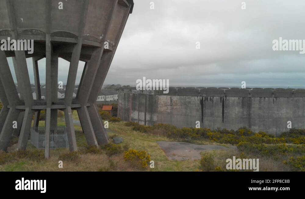 Free standing concrete old water tower and tank. Built 1960 Stock Video ...