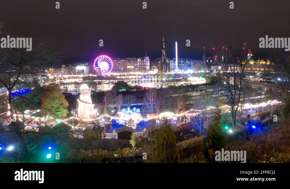 A time lapse of the Edinburgh Christmas market and its carnival rides ...