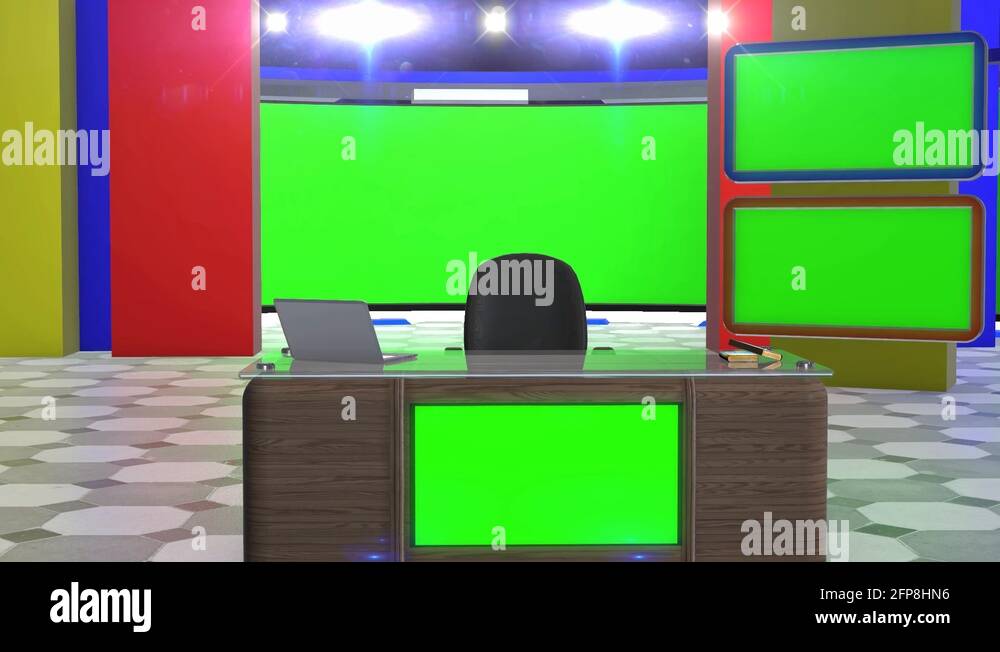3D Virtual Studio Set Green Screen Background Stock Video Footage - Alamy