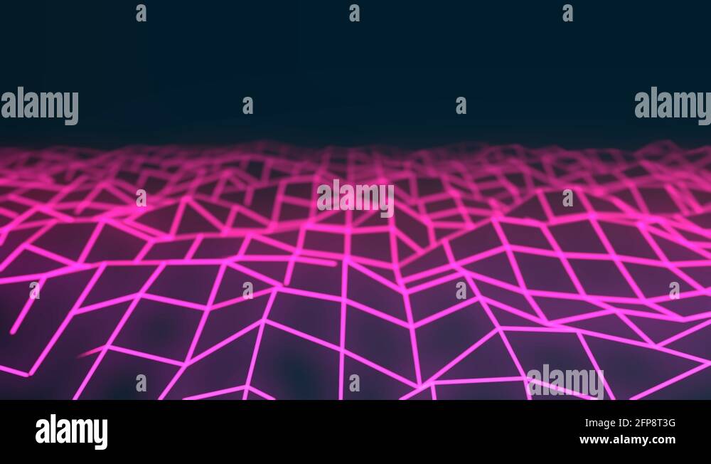 80S Vintage Loop Animation. Retrowave Travelling Grid Landscape With ...