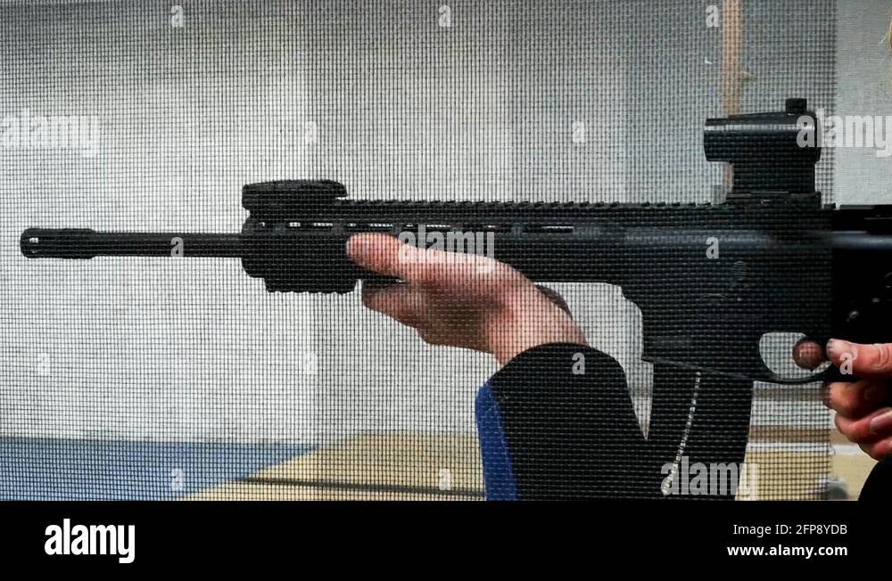 Assault Rifle AR-15 being fired at shooting range Stock Video Footage ...