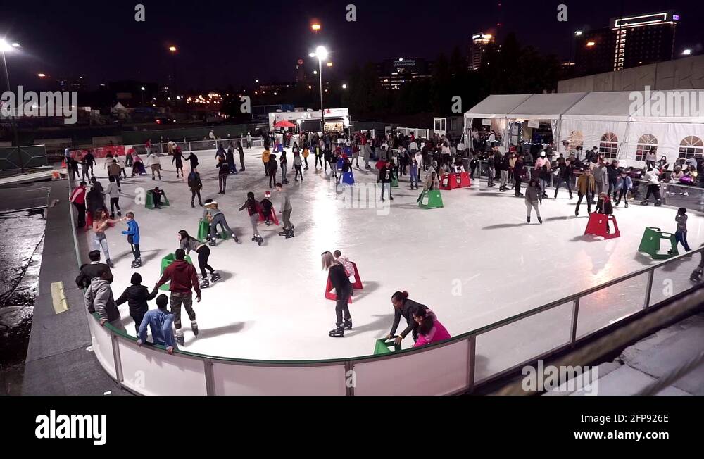 Timelapse of people ice skating at Skate the Rink at Atlantic Station ...