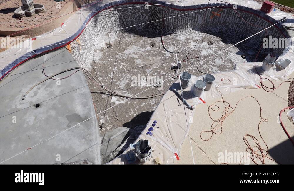 Pool Mini Pebble Tec Construction Time Lapse in 4K Ultra HD Resolution ...