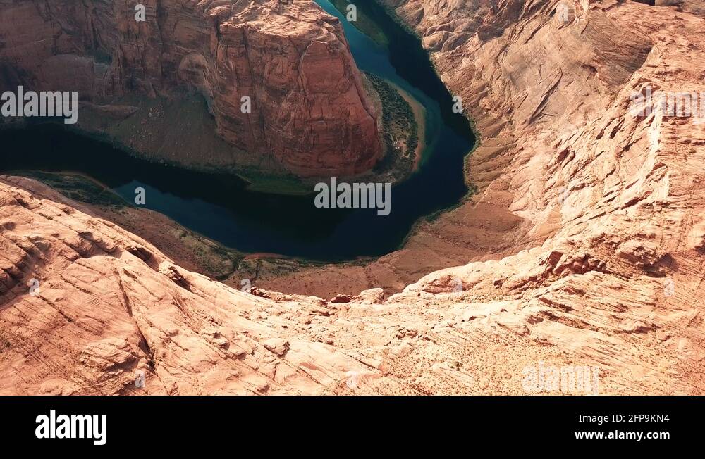 Birds Eye Aerial View of Horseshoe Bend, Natural Wonder in Colorado ...