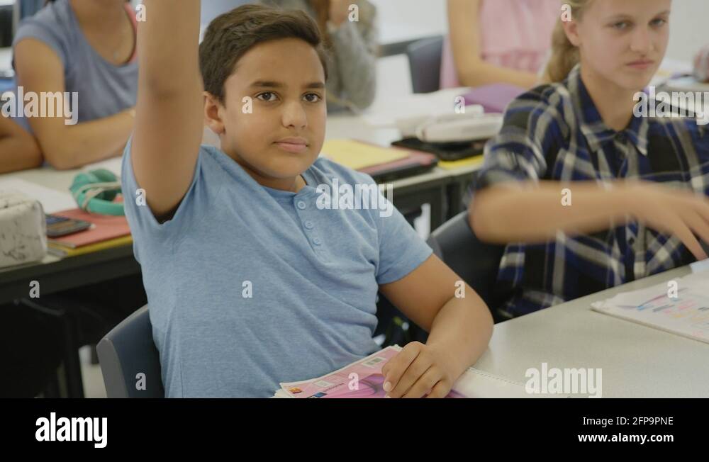 Student raising hand in classroom Stock Videos & Footage - HD and 4K ...