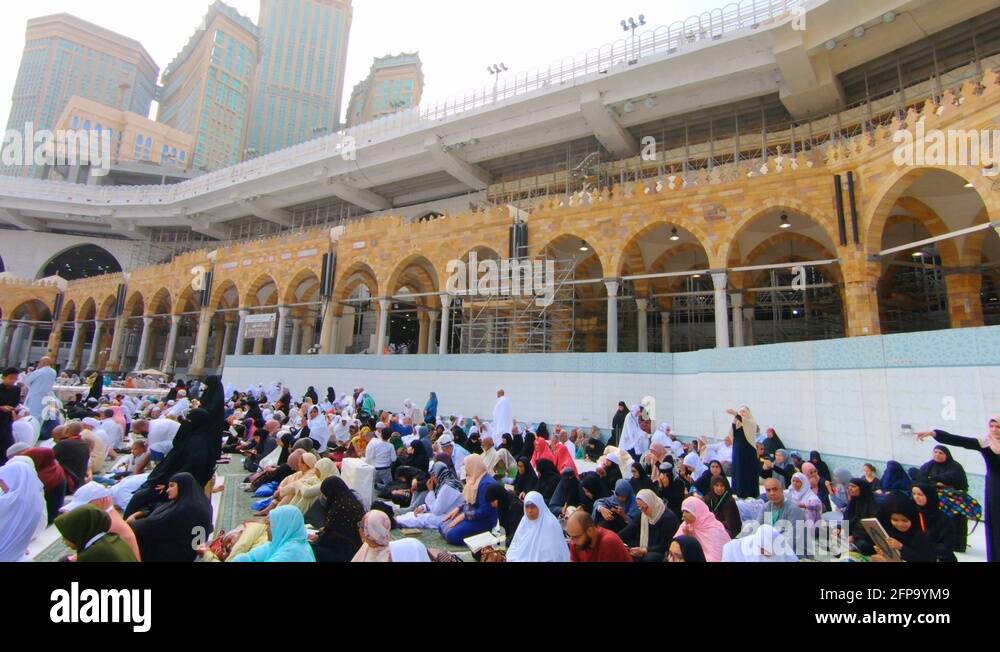 Muslim pilgrims are performing rituals of Umrah or Hajj at Haram mosque ...