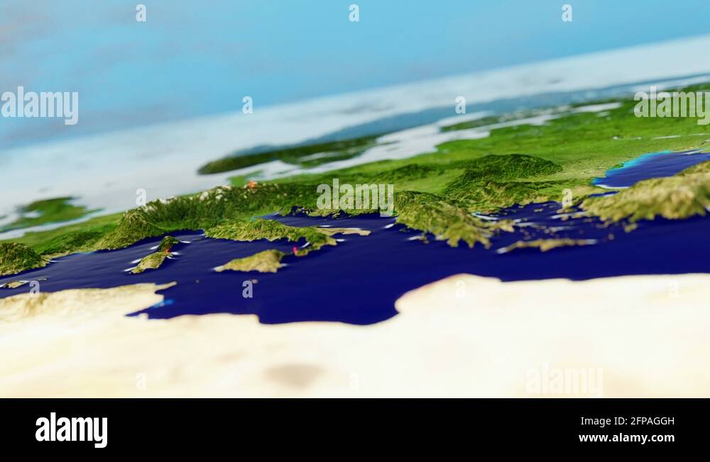 3D CGI Map of Italy, Europe With Mountain Relief Stock Video Footage ...