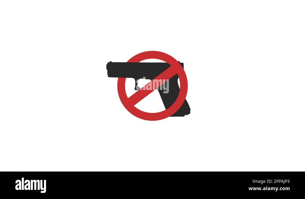 No guns allowed sign, looping animation on a white background Stock ...