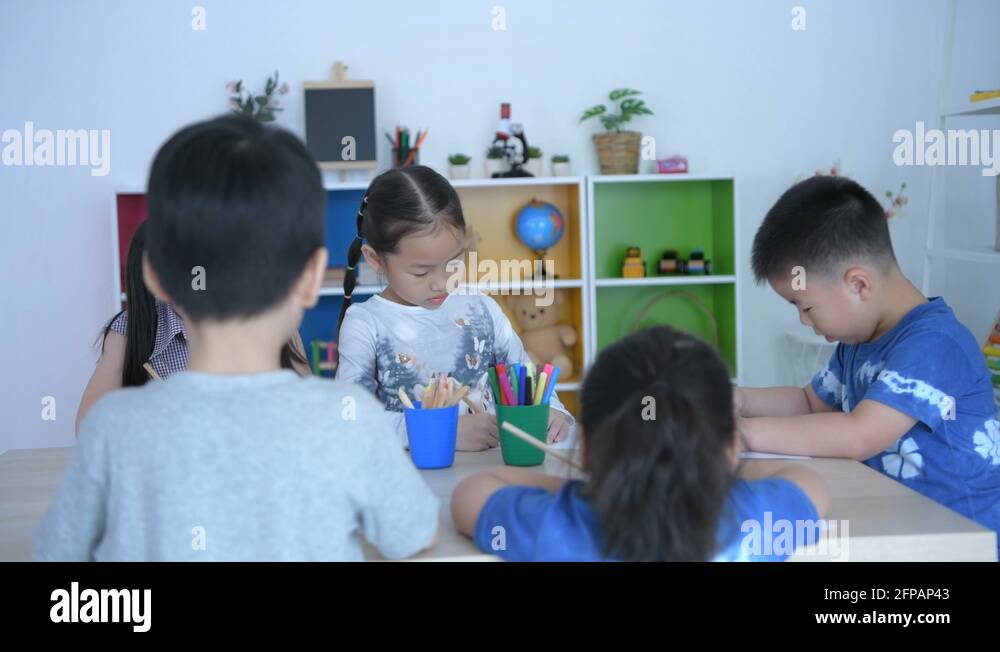 Educational concepts. A group of children are using their imagination ...