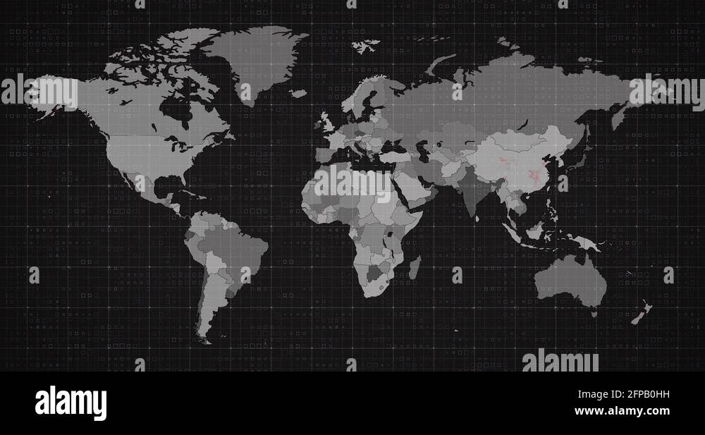Animation of the world map and countries turning red through circles in ...