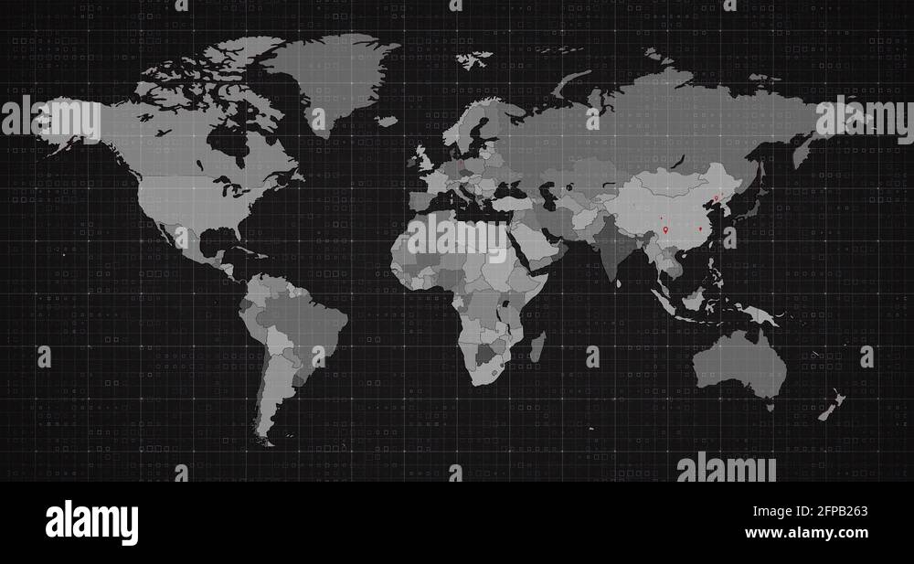 Animation of the world map and countries turning red through circles in ...