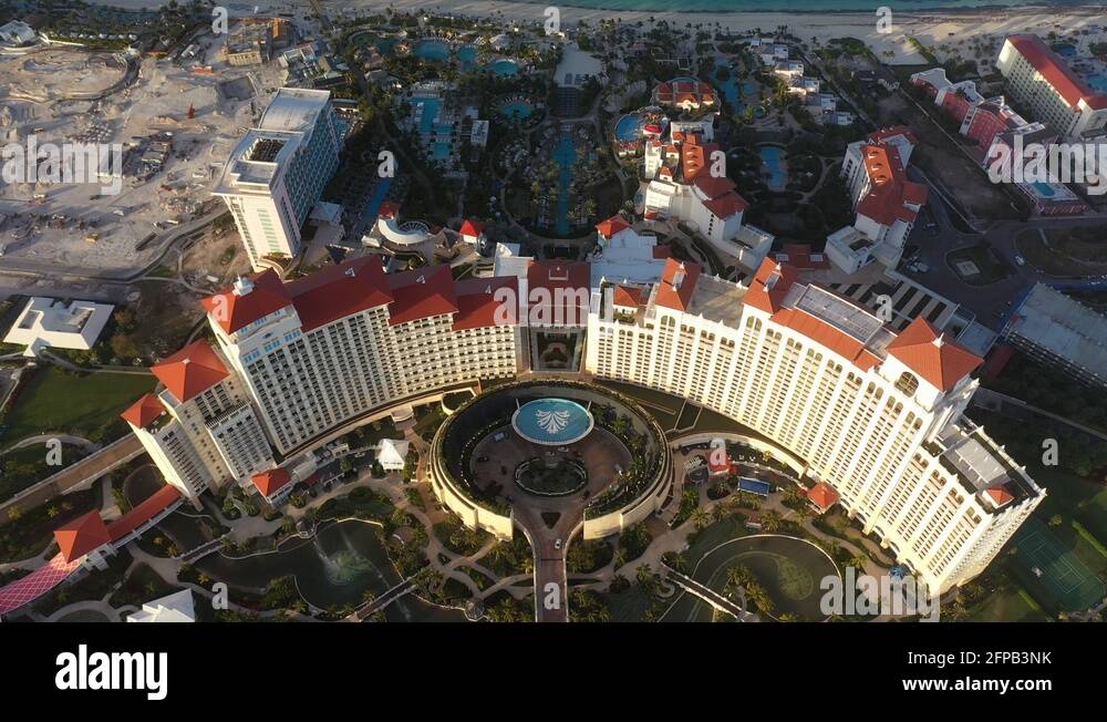 Birds Eye Aerial View of Luxury Baha Mar Hotel Resort, Nassau Bahamas ...