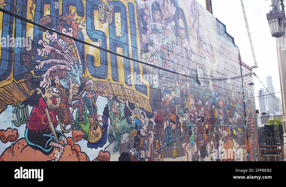 Arts District Mural Graffiti Complex Characters Art Wall Stock Video ...
