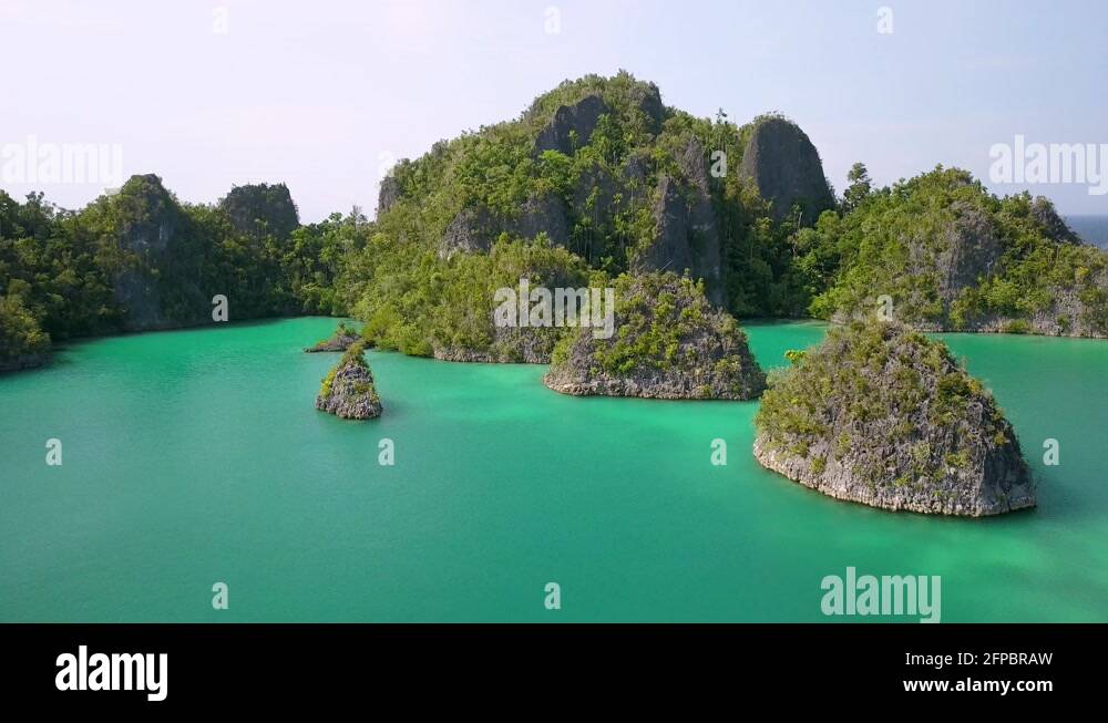 Piaynemo island chain bay on Pulau Penem in Raja Ampat area Indonesia ...