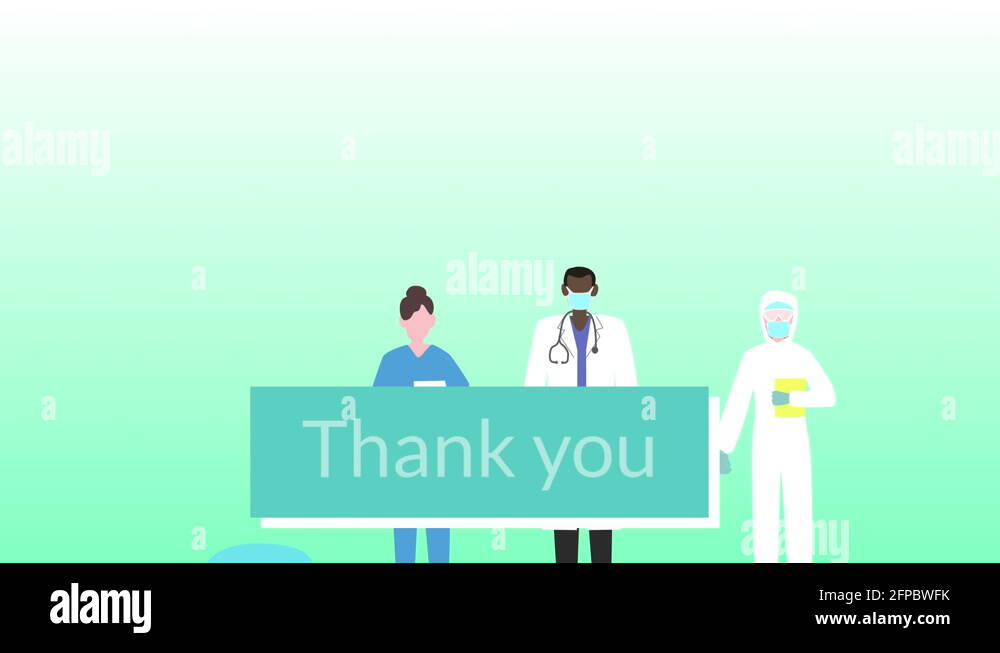 Animation of a words Thank You flashing on green background with ...