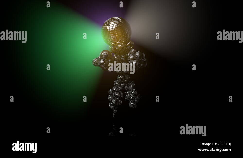 Party animal theme. Disco figure made with mirror balls and reflective ...