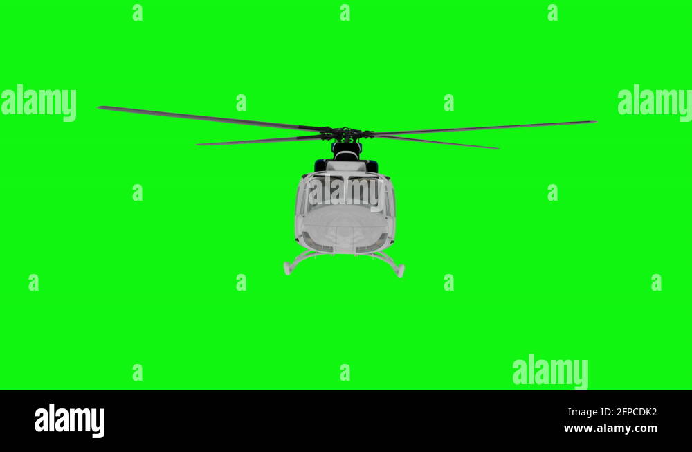 Realistic helicopter flying animation. Front view. Green screen 4k ...