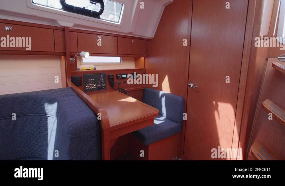 Interior view of a map navigation table on a sailboat boat Stock Video ...